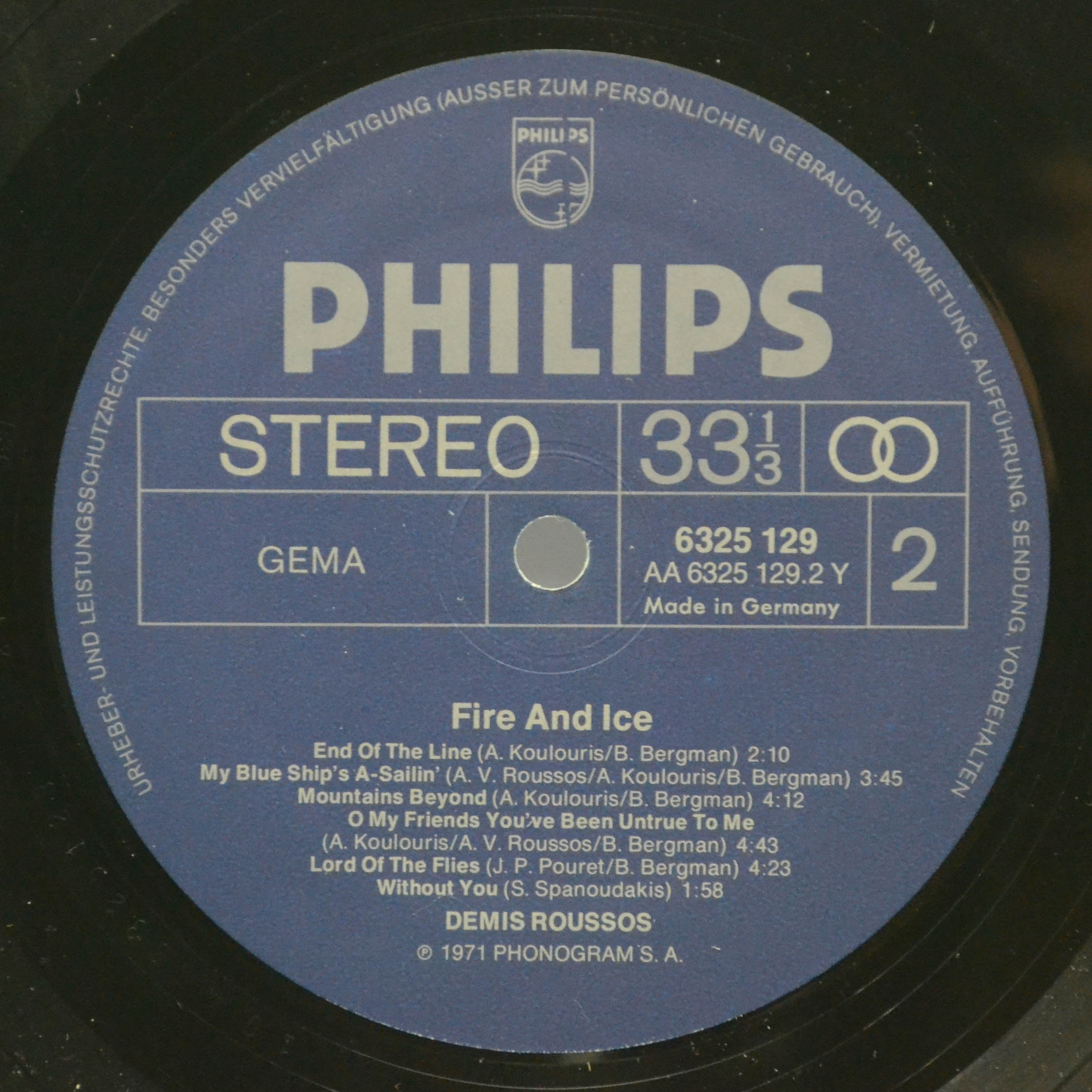 Demis Roussos - Fire And Ice, 2980 ₽ Германия, Philips, купить ...