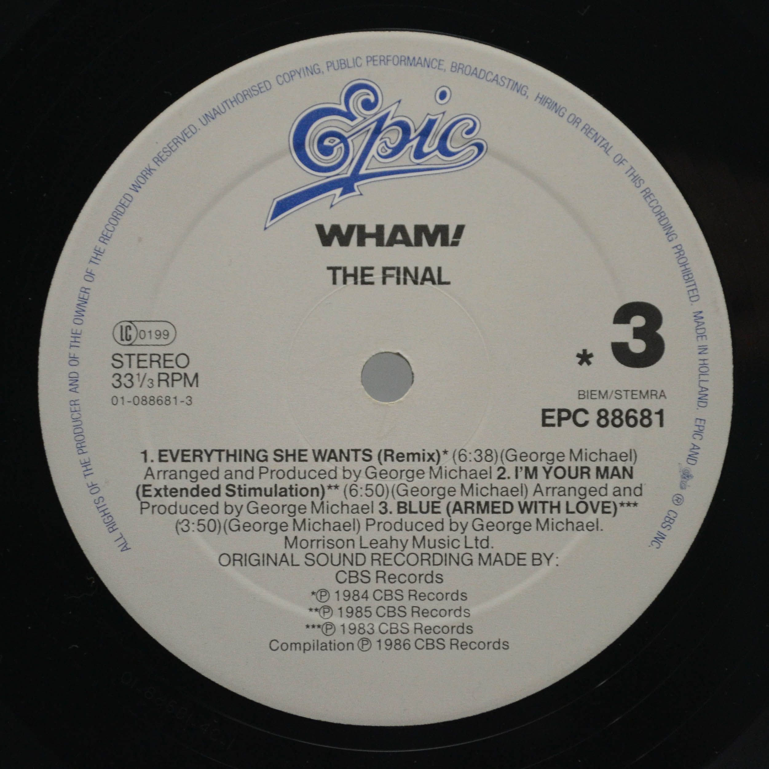 Wham! - The Final (2LP), 4890 ₽ Европа, Epic, купить виниловую ...