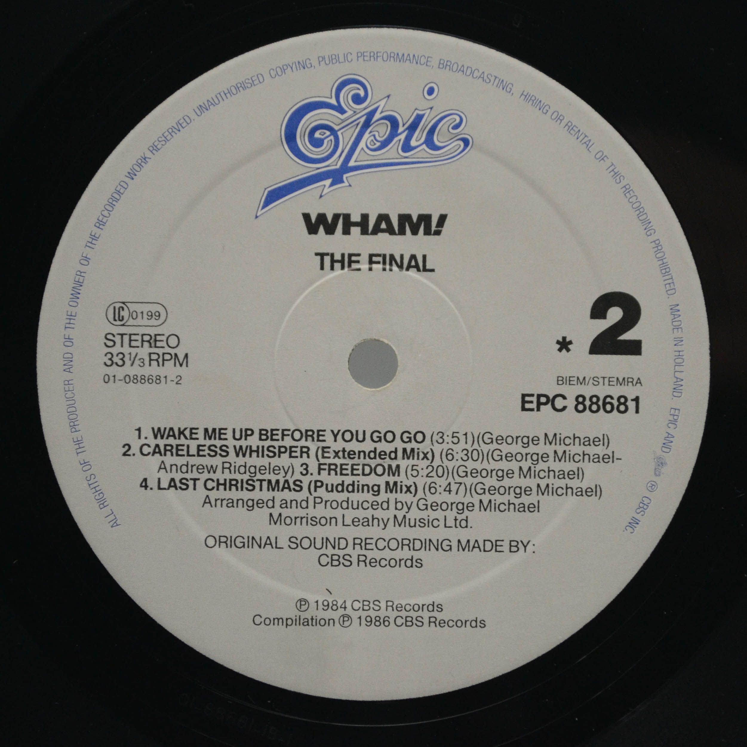 Wham! - The Final (2LP), 4890 ₽ Европа, Epic, купить виниловую ...