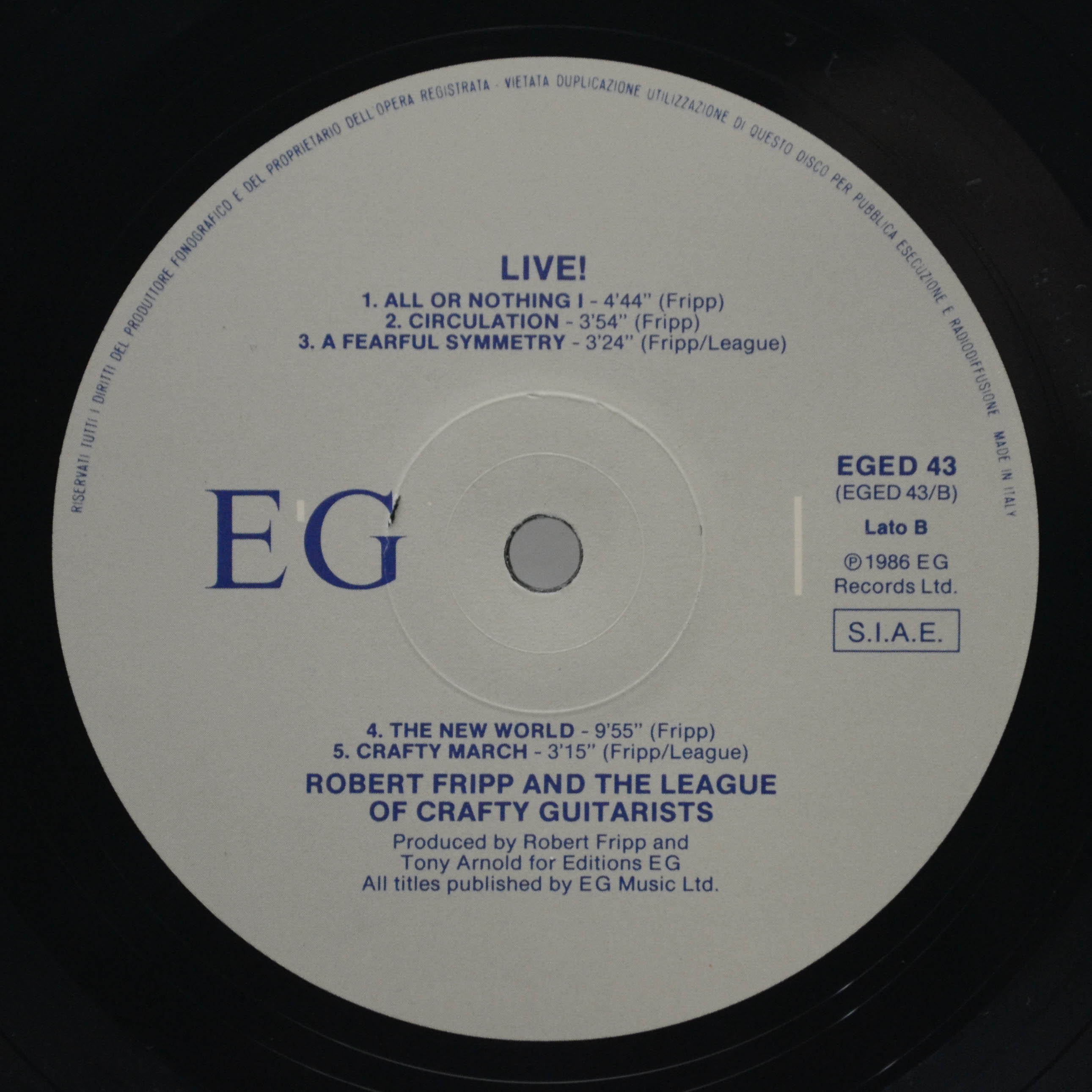 Robert Fripp And The League Of Crafty Guitarists - Live!, 9980 ₽ Италия ...